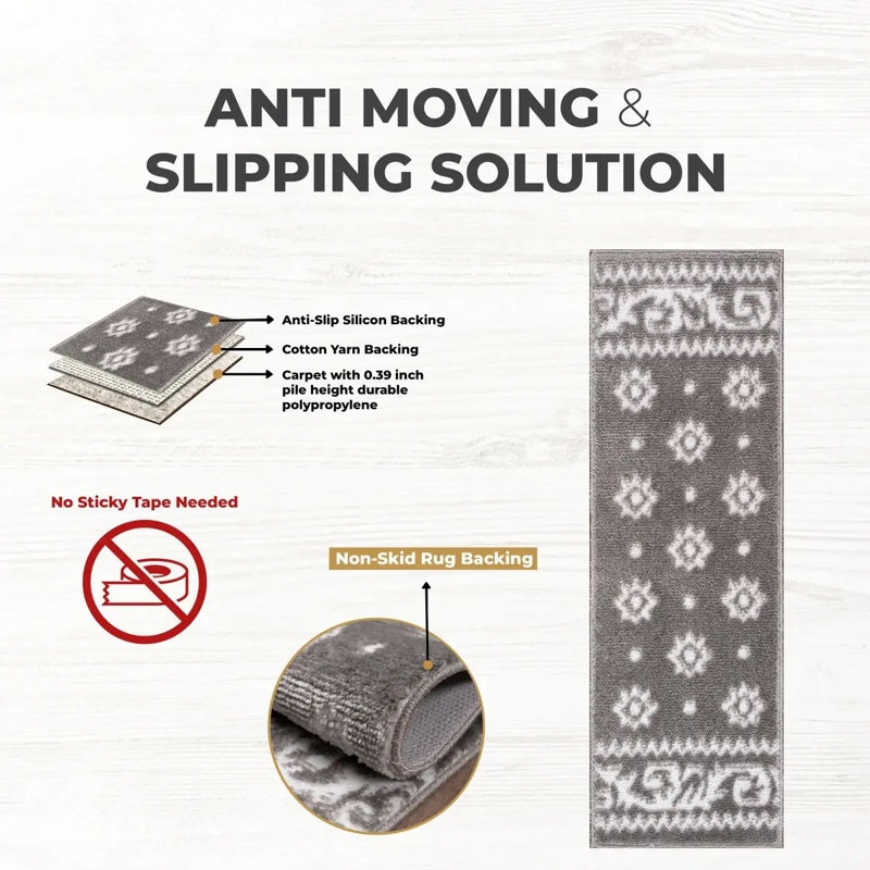 Sofia Rugs Sofihas Carpet 15 Pack Stair treads Non-Slip Carpet Stair Treads w/ Non-Skid TPE ...